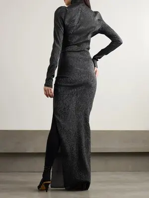 PETAR PETROV Treasure Metallic Silk-blend Maxi Dress - Gray