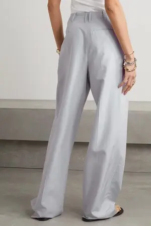 THE ROW Gaugin Pleated Silk Wide-leg Trousers