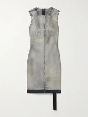 Rick Owens Frayed Denim Mini Dress - Blue
