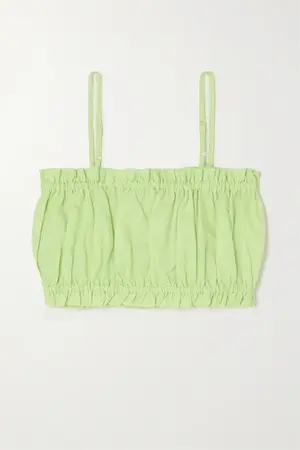 MAISON ESSENTIELE Net Sustain Cropped Gathered Camisole - Green