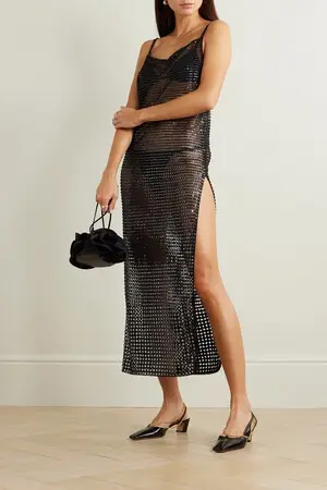 BODE Crescendo Open-back Sequined Mesh Midi Dress