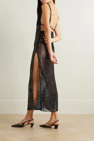 BODE Crescendo Open-back Sequined Mesh Midi Dress