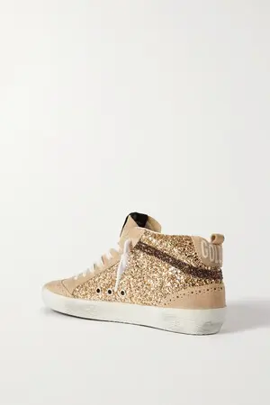 GOLDEN GOOSE Midstar Glittered Distressed High-top Sneakers