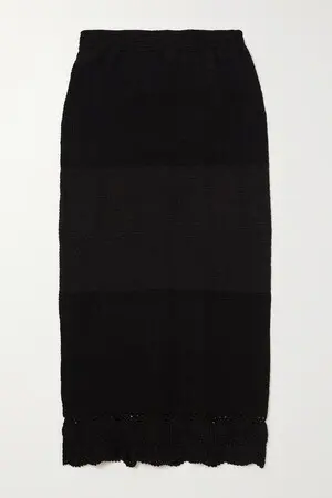Faithfull The Brand Net Sustain Lula Crocheted Cotton Midi Skirt - Black