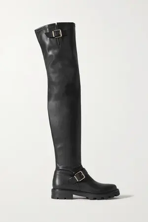 JIMMY CHOO Biker Ii Buckled Leather Over-the-knee Boots