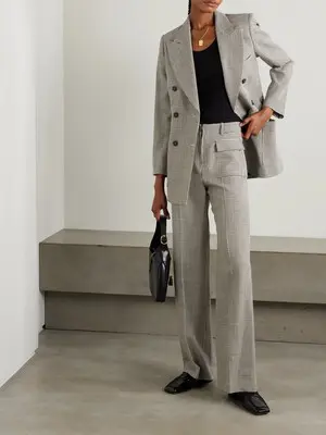 JOSEPH Laumiere Houndstooth Wool-blend Pants