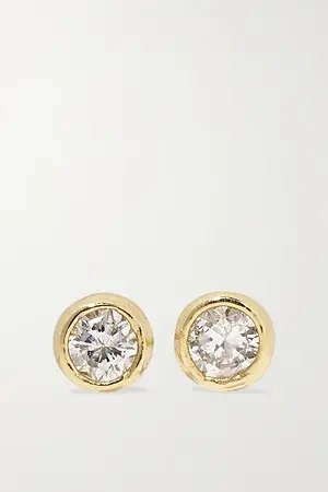 JENNIFER MEYER Mini Bezel 18-karat Diamond Stud Earrings - Gold