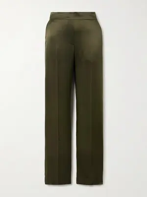 JOSEPH Tova Silk-satin Straight-leg Pants - Green