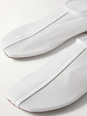 Christopher Esber Leather-trimmed Mesh Ballet Flats - White