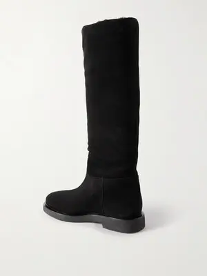 Legres Shearling-lined Suede Knee High Boots
