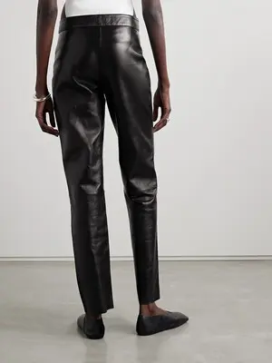 JOSEPH Coleman Leather Slim-leg Pants - Black