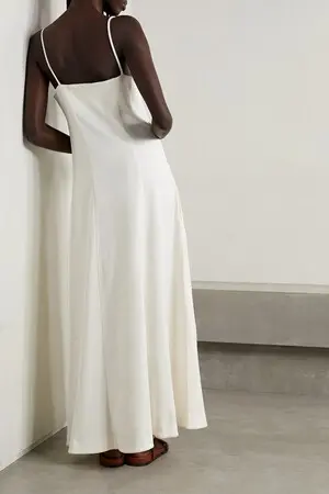 CAES Pintucked Grain De Poudre Maxi Dress