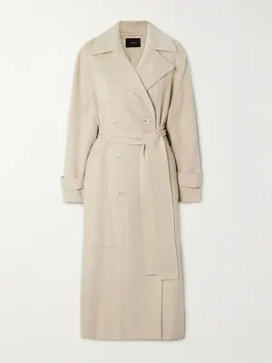 JOSEPH Merton Belted Paneled Wool And Silk-blend Coat