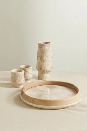 Brunello Cucinelli Stone And Wood Tray, Carafe And Cups Set - Neutrals