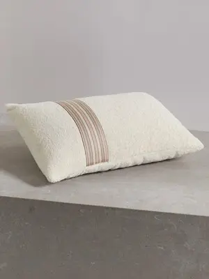 Loro Piana The Suitcase Striped Webbing-trimmed Cotton-terry Beach Pillow - Ivory