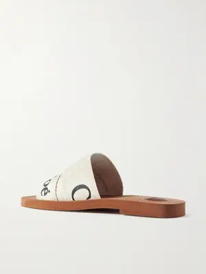 Chloé Woody Logo-print Canvas Slides - White