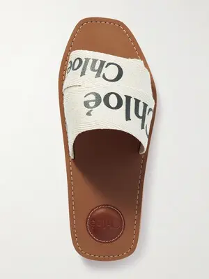 Chloé Woody Logo-print Canvas Slides - White