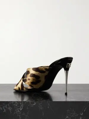 Dolce & Gabbana Leopard-print Satin Mules