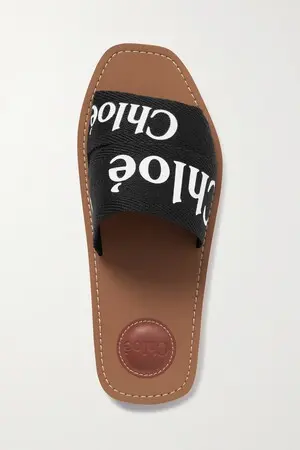 Chloé Woody Logo-print Canvas Slides - Black