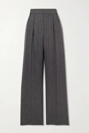 Brunello Cucinelli Striped Pleated Wool-blend Wide-leg Pants