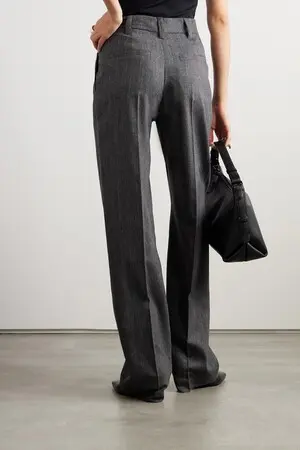 Brunello Cucinelli Striped Pleated Wool-blend Wide-leg Pants