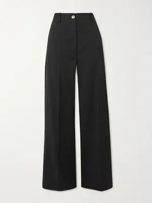 PATOU Iconic Wool-blend Twill Wide-leg Pants - Black