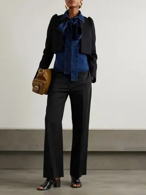 PATOU Iconic Wool-blend Twill Wide-leg Pants - Black