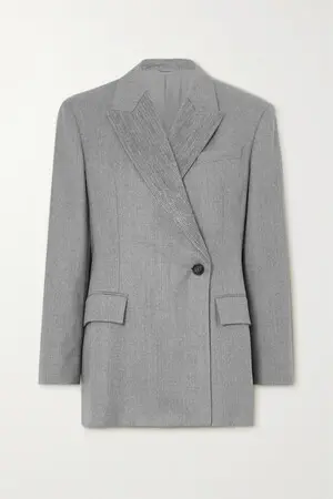 Brunello Cucinelli Ribbed Wool And Wool-flannel Blazer