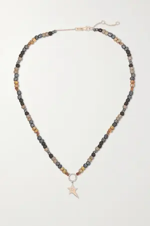 DIANE KORDAS 14-karat Rose Bead And Diamond Necklace - Gold
