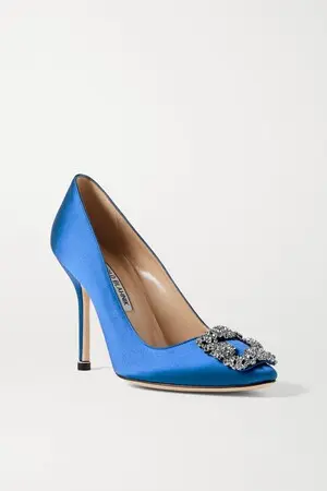 Manolo Blahnik Hangisi 105 Crystal-embellished Pumps - Blue