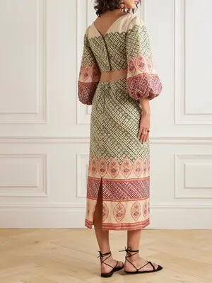Saloni Neelam Printed Linen Midi Dress
