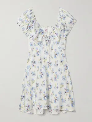 DÔEN Sera Floral-print Silk-blend Mini Dress