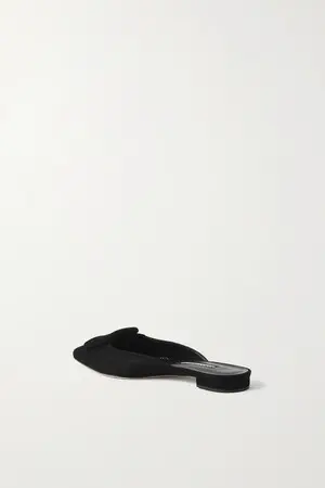 Manolo Blahnik Maysale Buckled Suede Flats - Black