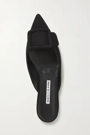 Manolo Blahnik Maysale Buckled Suede Flats - Black