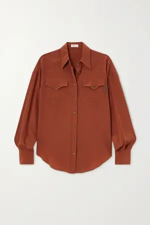 Brunello Cucinelli Silk Crepe De Chine Shirt - Red