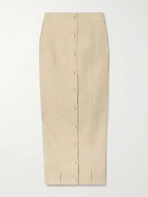 Cult Gaia Lua Cotton And Linen-blend Twill Midi Skirt
