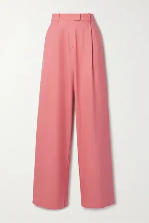 Another Tomorrow Pleated Wool Wide-leg Trousers