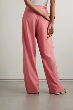Another Tomorrow Pleated Wool Wide-leg Trousers