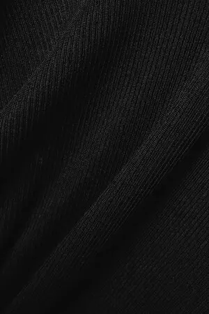 Saint Laurent Ribbed Silk Turtleneck Top - Black
