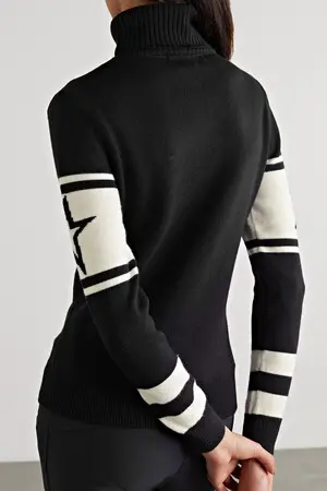 Perfect Moment Schild Intarsia Merino Wool Turtleneck Sweater