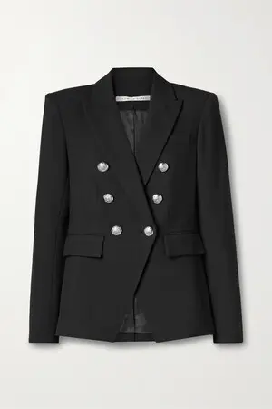 Veronica Beard Miller Dickey Double-breasted Grain De Poudre Blazer - Black