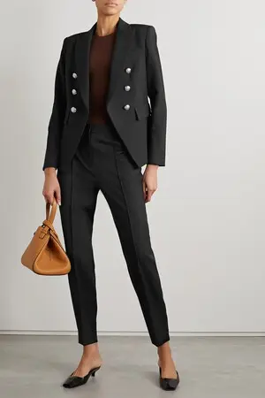 Veronica Beard Miller Dickey Double-breasted Grain De Poudre Blazer - Black