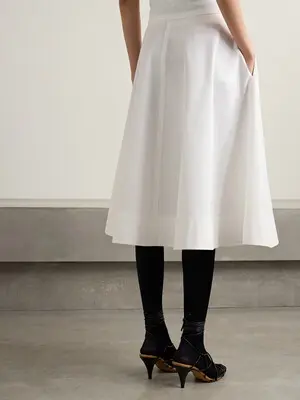 Khaite Renta Cotton-poplin Midi Skirt