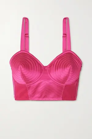 JEAN PAUL GAULTIER Iconic Cropped Duchesse-satin Bustier Top - Pink