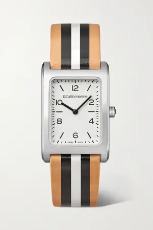 LACALIFORNIENNE Daybreak 24mm Steel Striped Leather Watch - Silver
