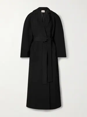 Khaite Roth Belted Grain De Poudre Coat