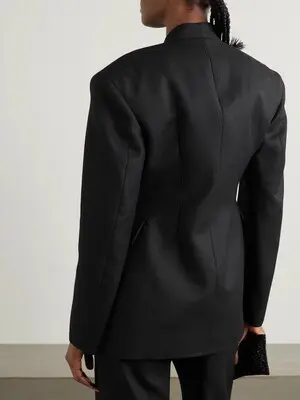 16Arlington Ram Feather-trimmed Wool-twill Blazer
