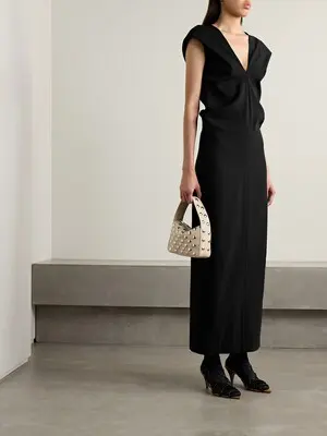 Khaite Ima Wool-blend Grain De Poudre Maxi Dress - Black
