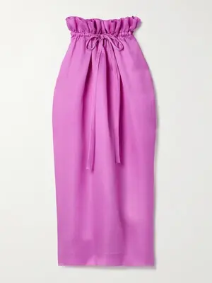 Khaite Ember Gathered Silk-gazar Maxi Skirt