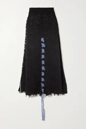 THE ROW Estafer Embroidered Silk Midi Skirt